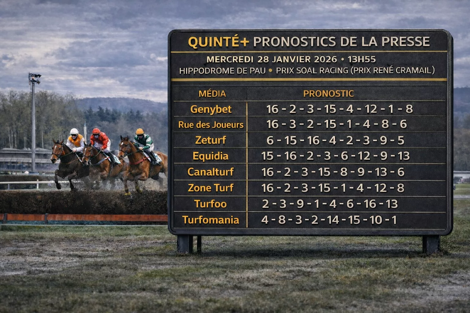 Quinté du mercredi 28/01/2026 : les pronostics de la presse PMU