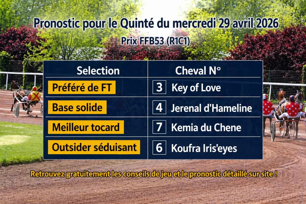 Pronostic Quinté PMU • Base et Tocard du mercredi 29 avril 2026