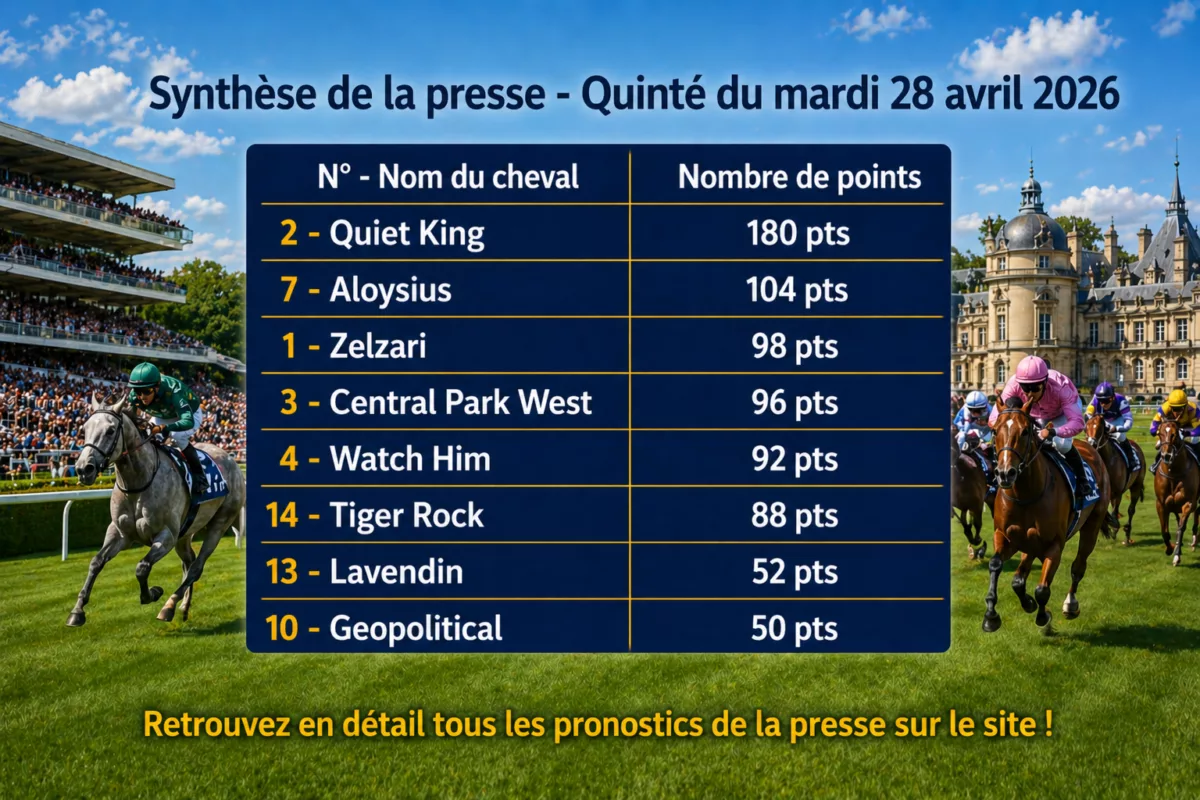 Quinté mardi 28/04/2026 : les meilleurs pronostics de la presse
