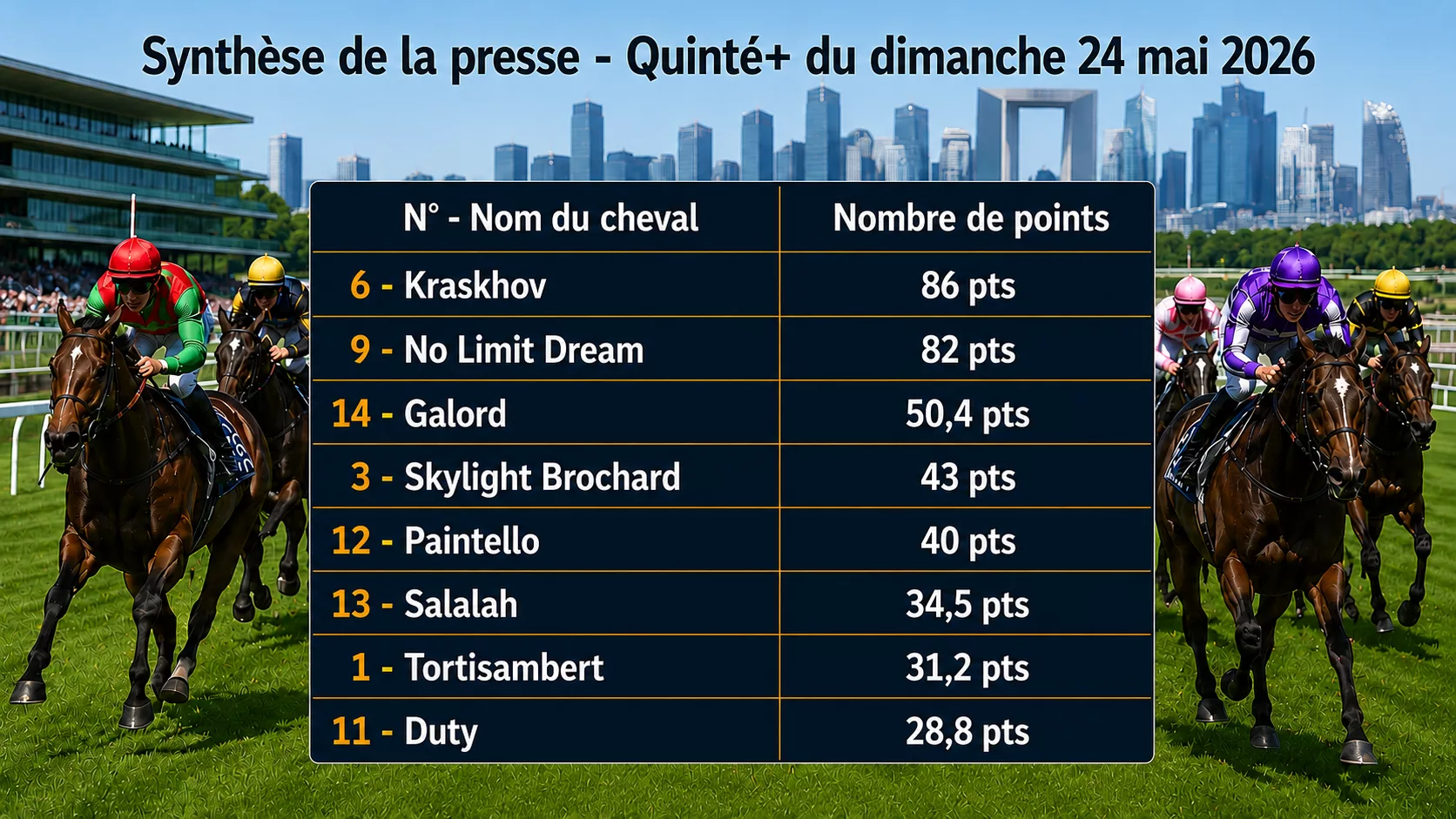 Quinté dimanche 24/05/2026 : les meilleurs pronostics de la presse